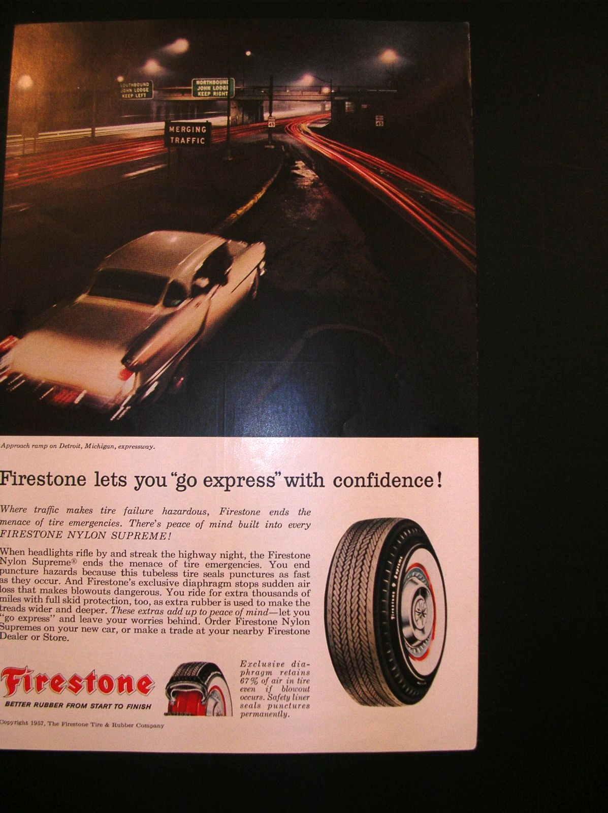 1950s Print Ad Firestone Tire & Rubber Let's you "go Express" with ...