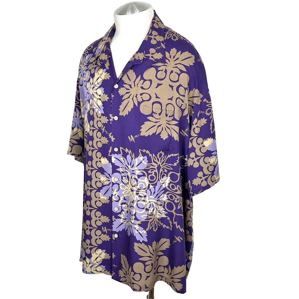 MAMO Howell Floral Purple & Brown 100% Rayon Vintage Hawaiian Aloha ...