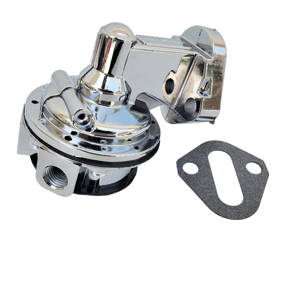 Small Block Chevy Chrome Fuel Pump Mechanical High Volume 80 GPH SBC ...