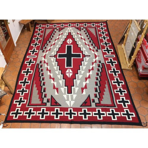 Red Navajo Wool Rug Southwest Style Mexican Native American Tribal Rug ...
