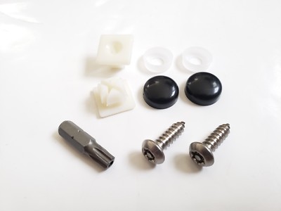 UNIVERSAL LICENSE PLATE SECURITY SCREWS STAINLESS WITH SNAP CAPS OEM ...