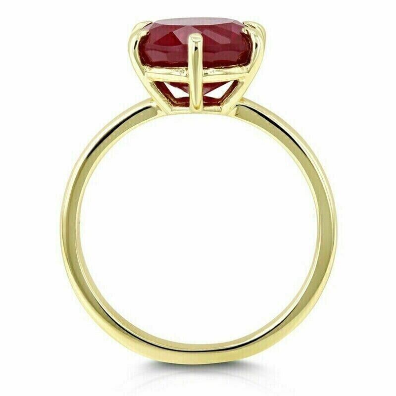 3.20Ct Round cut lab created Red Ruby 14K Yellow Gold plated Engagement ...