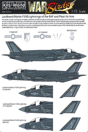 Kits World Decals 1/72 LOCKHEED F-35B LIGHTNING in RAF & FLEET AIR ARM ...