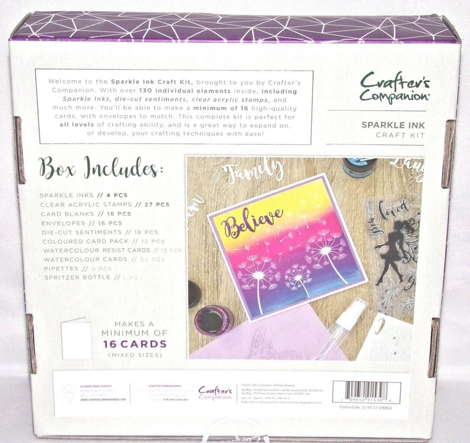 Crafters Companion Craft Kit # 22 Sparkle Ink New Over 130 Elements ...