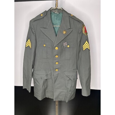 Vintage U.S. Army Dress Green Jacket Uniform Coat With Patches Pins 37L ...