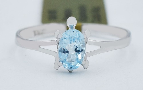 GENUINE 0.76 Cts AQUAMARINE TURTLE RING 10K WHITE GOLD - Free Appraisal ...