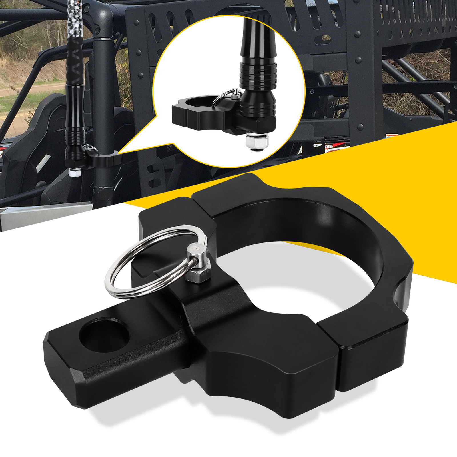 LED Whip Light Flag Bar Mount Bracket For ATV UTV RZR 1.75" to 2 ...