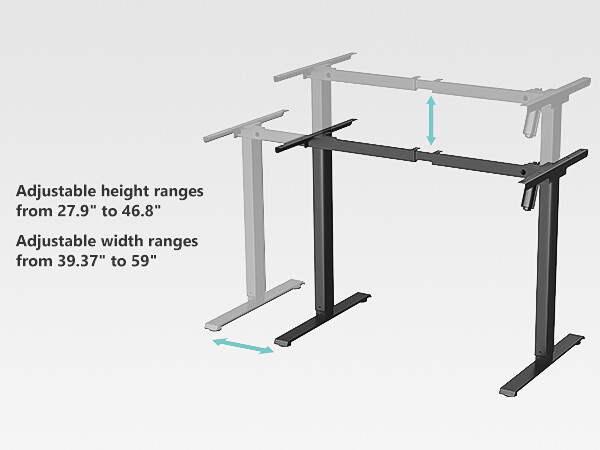 48/55/63" Brown Height Adjustable Electric Standing Desk Home Office ...