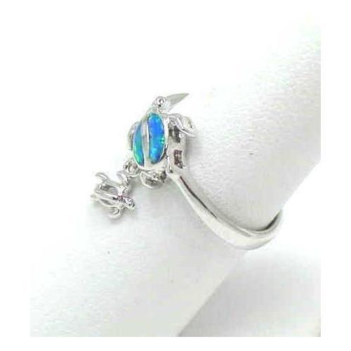 INLAY OPAL SILVER 925 HAWAIIAN HONU SEA TURTLE DANGLE BABY HONU RING ...