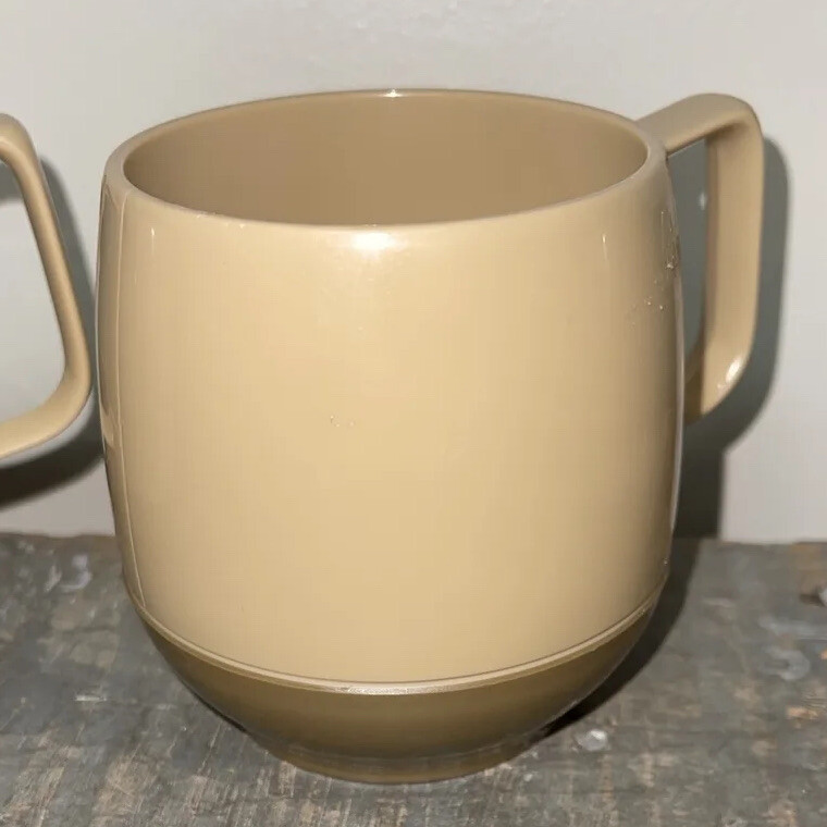 Four Dinex Insulated Ware MUGS Tan & Brown Plastic 8 oz. Cups USA ...