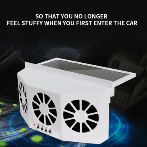 White 3-Outlet Solar Powered Universal Car Air Vent Cool Fan Auto ...