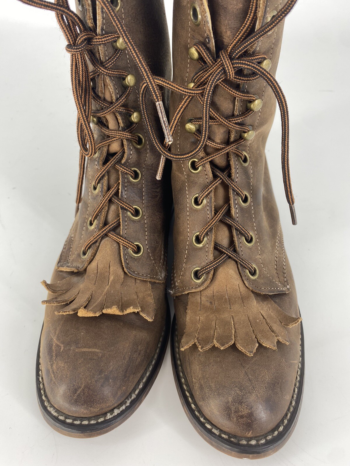 Laredo Vintage Roper Boots 5.5 112 Brown Leather Lace… - Gem