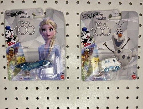 Hot Wheels Disney 100th Ann. Character Cars Elsa and Olaf 2 car Set ...