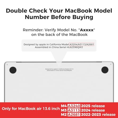for MacBook Air 13 inch Case 2025 2024-2022 M4 M3 M2 Model A3240 A3113 ...