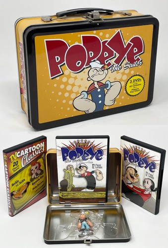 Popeye The Sailor Tin Lunch Box DVD Keychain Set Raggedy Ann Heckle and ...