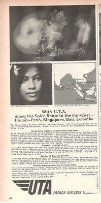 Uta French Airlines Advertising Original 1967 Singapore Clipping ...