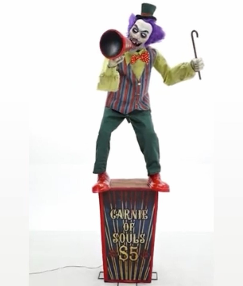 Halloween Animated Lifesize 6FT Servo Carnival Barker Clown Ring Master ...