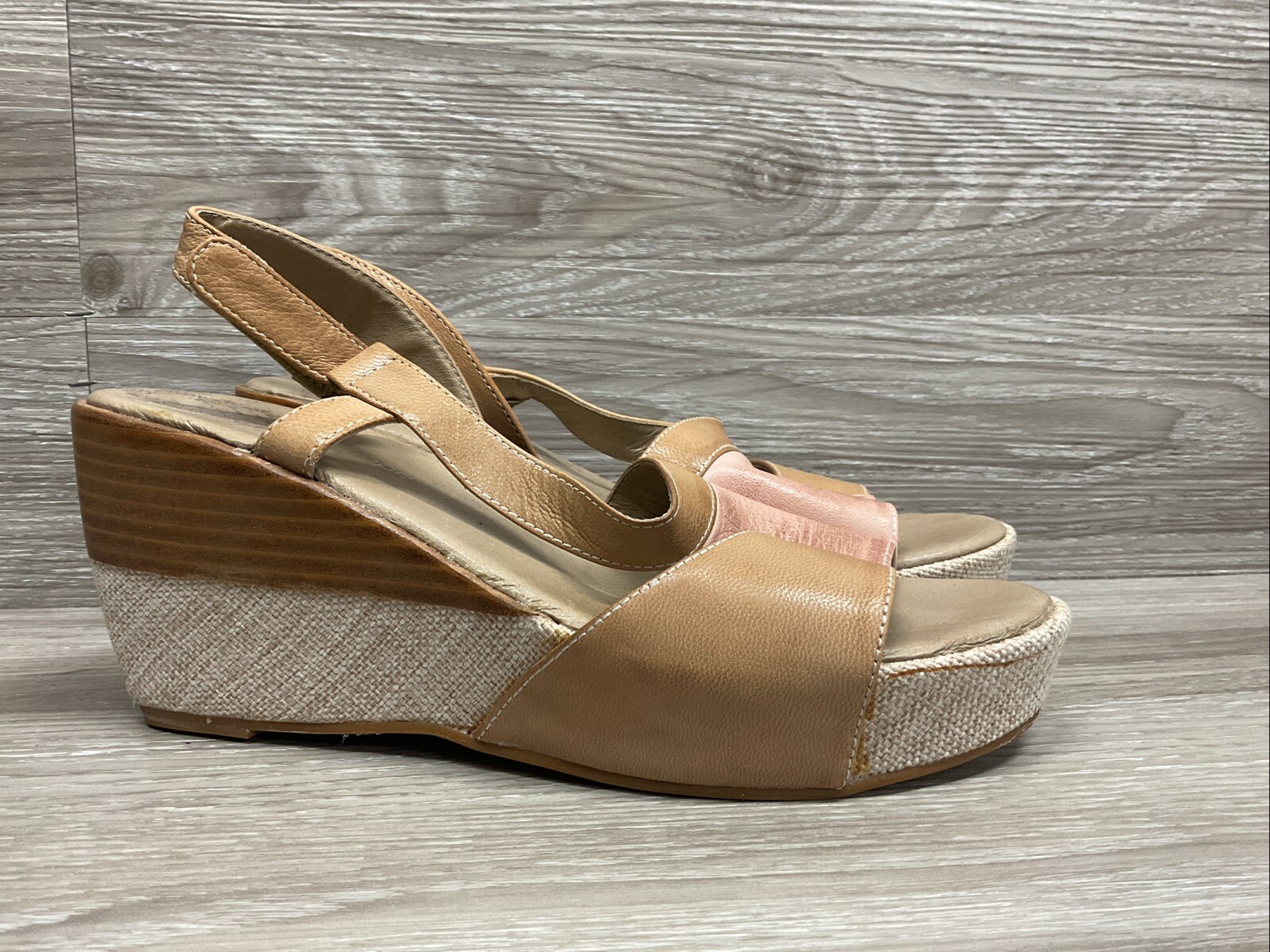 Antelope Tan Pink Platform Wedge Slingback Sandals Wo… - Gem