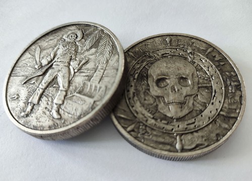 Pirate Skull Skeleton Novelty Gift Sailing Lucky Challenge Coin Brass ...