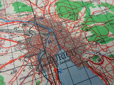 WW2 US Army Map of SWITZERLAND entitled "ZURICH" (War & Navy Department ...