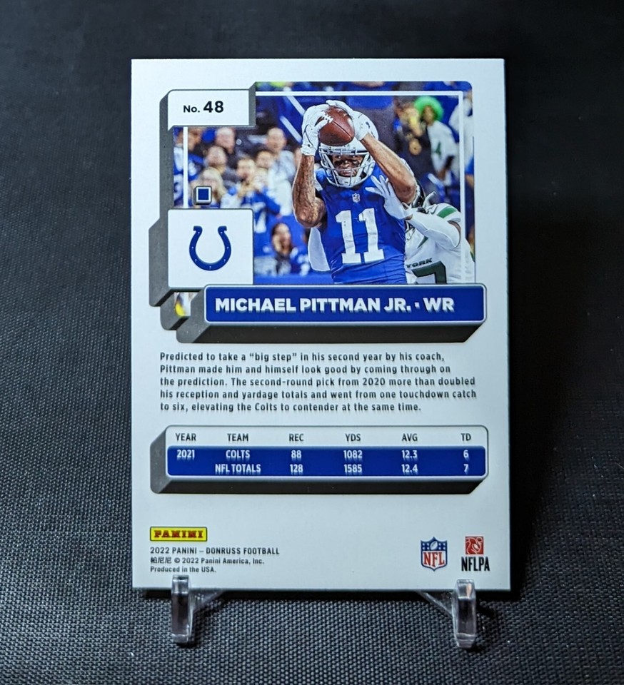Michael Pittman Jr Blue Press Proof Card 2022 Donruss Football #48 ...