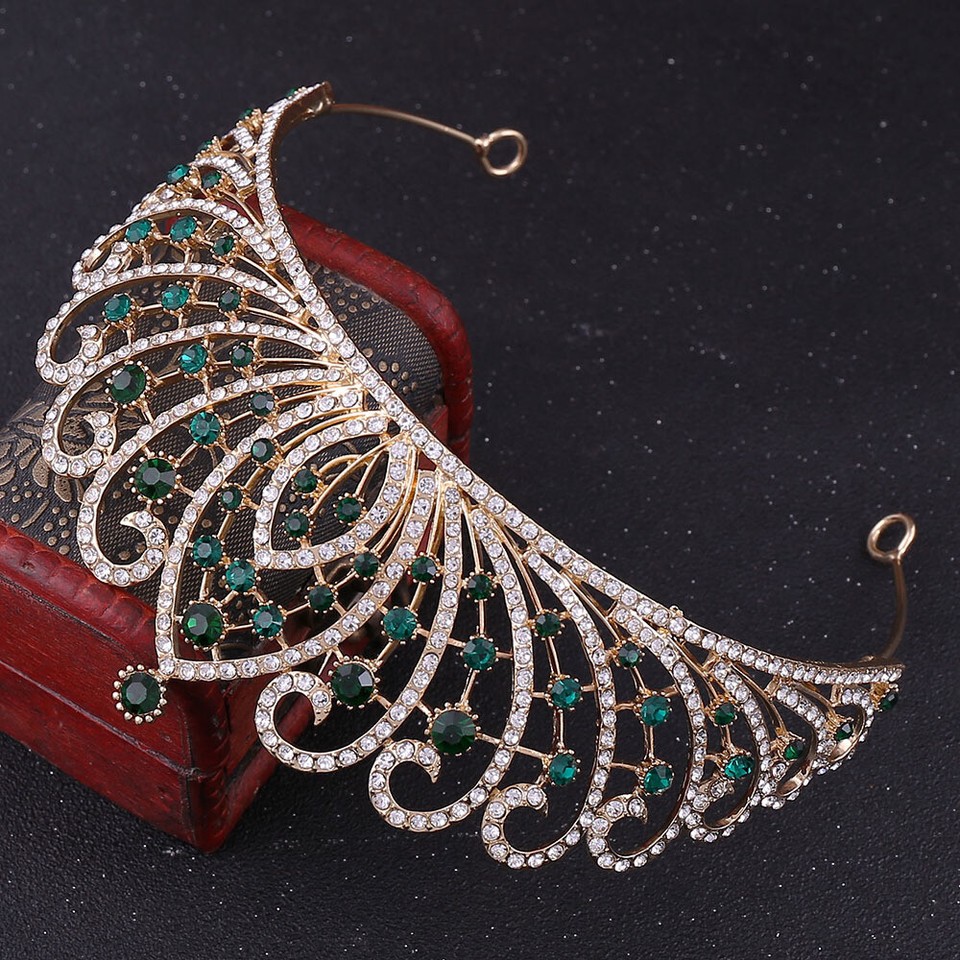 55 Styles Green Crystal Queen Princess Tiara Crown Wedding Princess For ...