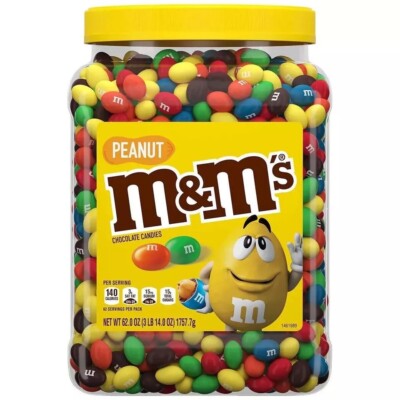 🔥 M&M'S Peanut Milk Chocolate Candy Bulk Jar 62 oz Exp 08/2025 | eBay