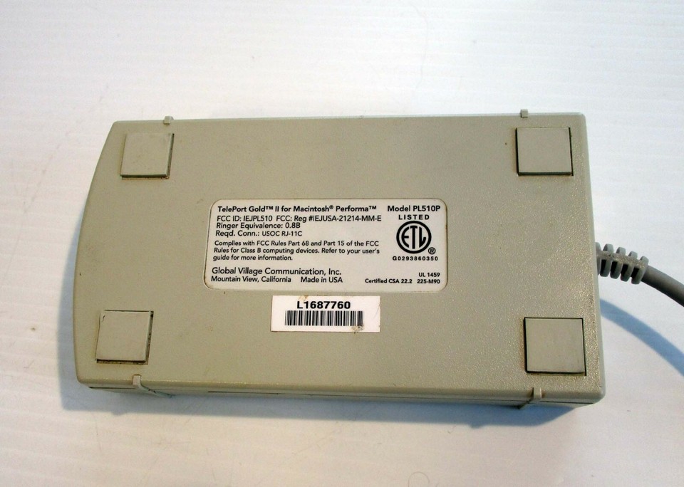 Vintage GLOBAL VILLAGE PL510P TelePort Gold II Modem for Performa ...