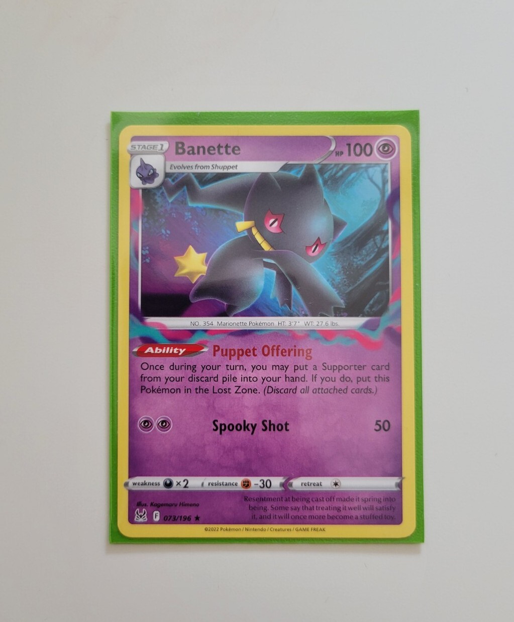 Pokémon TCG Banette Sword & Shield - Lost Origin 073/196 Regular Rare ...