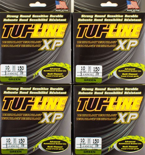 (LOT OF 4) TUF-LINE XP MULTIFILAMENT BRAIDED LINE 10LB 150YD GREEN ...