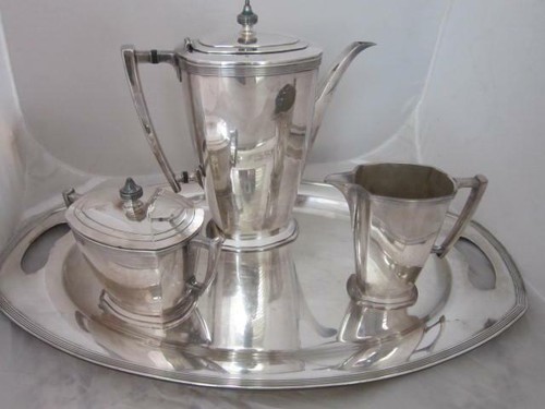Mid Century Deco Silver Plate E.P.N.S Community Plate Tea set with ...