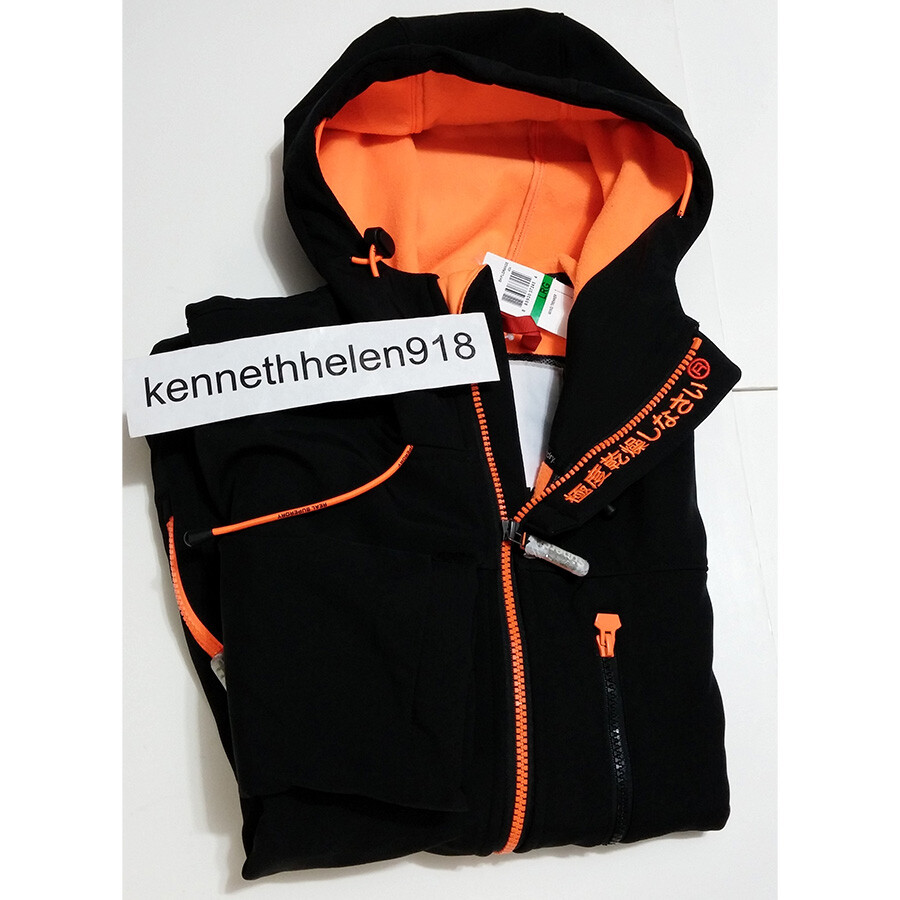 SUPERDRY WINDTREKKER JACKET COAT BLACK FLURO ORANGE MENS SIZE LARGE | eBay