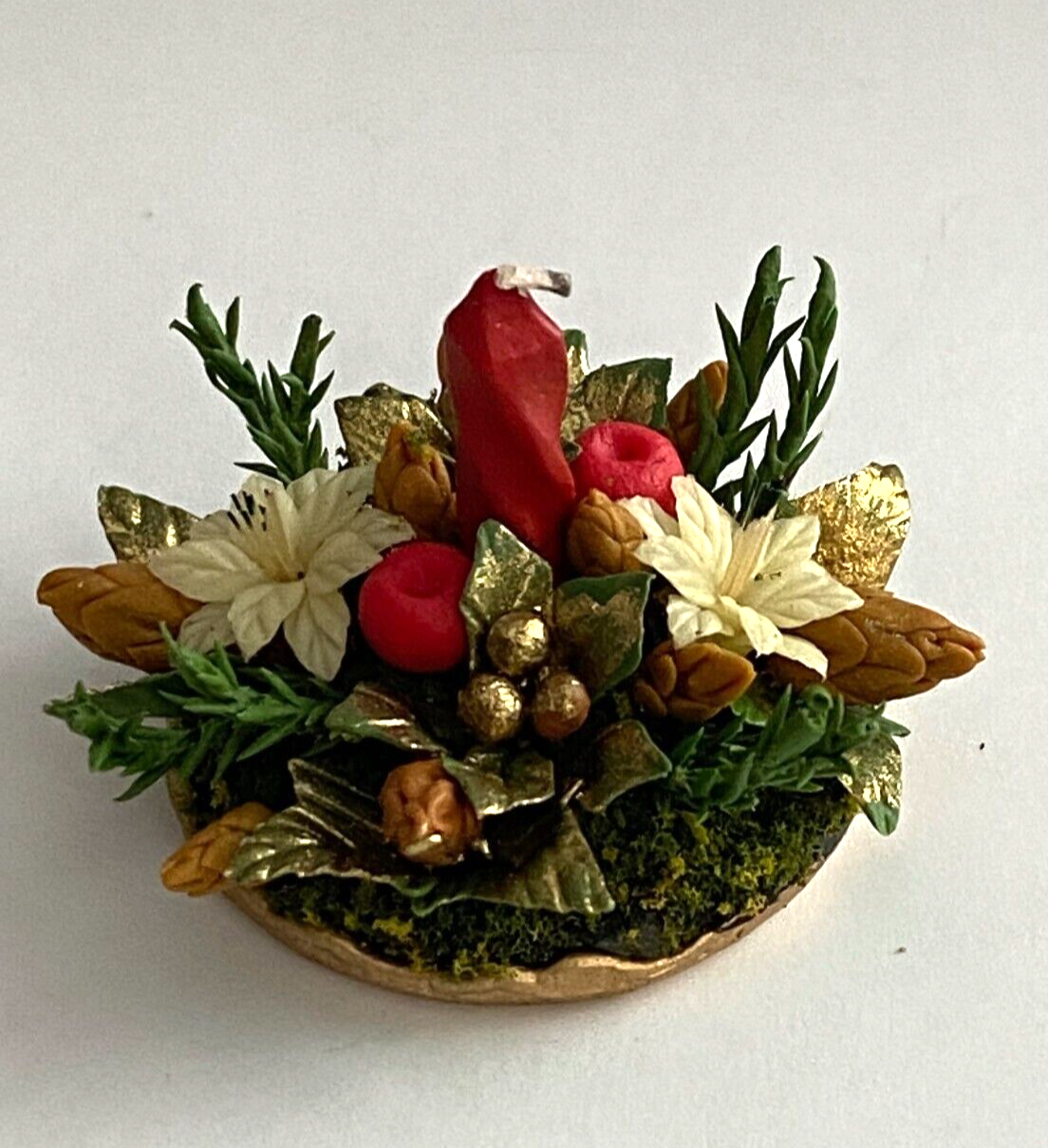 Dollhouse Miniature Centerpiece with Poinsettias and Candle by Falcon ...