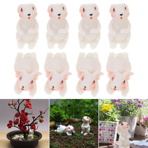 4Pcs White Bunny Miniatures Resin Rabbits Ornaments Bunny Crafts ...