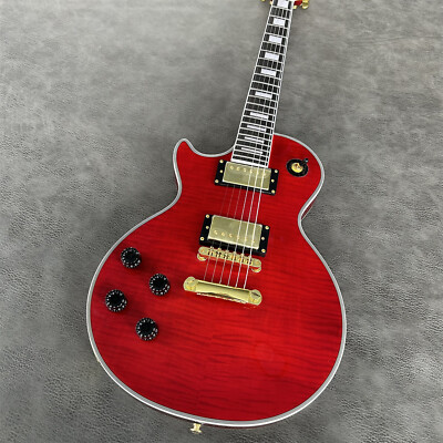 Custom LP Left Hand Red Flame Maple Top Electric Guitar Mahogany Body ...
