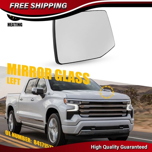 For 2019-2024 Chverolet Silverado Mirror Glass Heated Driver Left Side ...