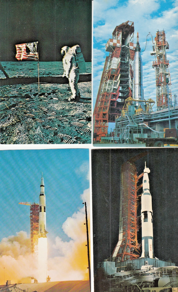 NASA Kennedy Space Center [7] Unused Postcards Apollo Saturn Astronauts ...