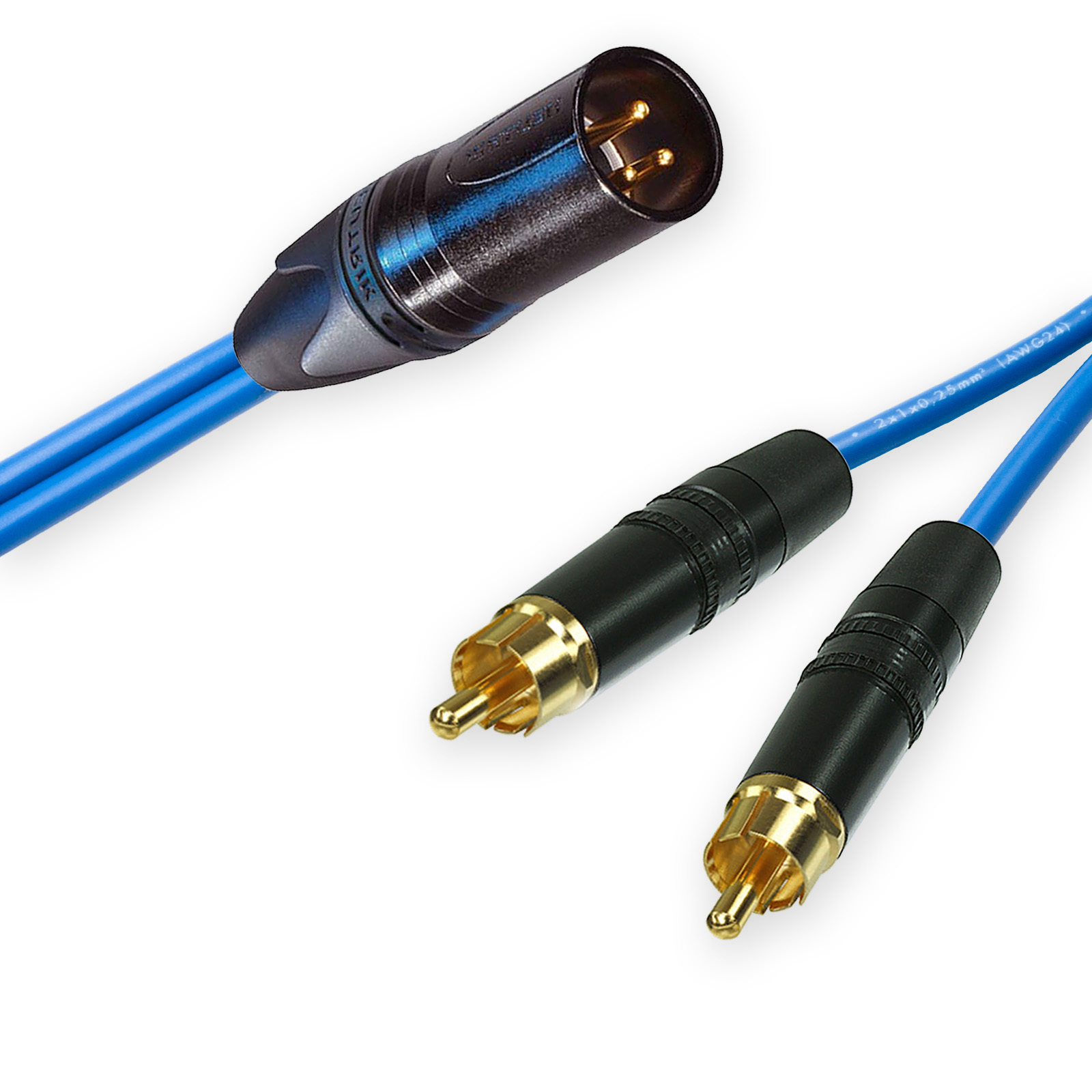 Neutrik Male XLR Split into 2 Dual Phono RCA Cable. Splitter Summing ...