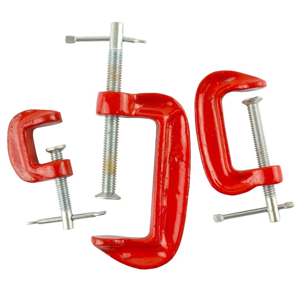 6Pce Mini G-Clamp Set Strong Screw C-Clamps Hobby Wood Metal Work 1" 2 ...