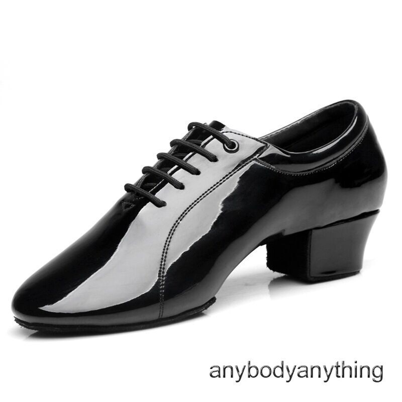 New Black Men's Patent Leather Soft Soled Latin Rumba Tango Ballroom ...