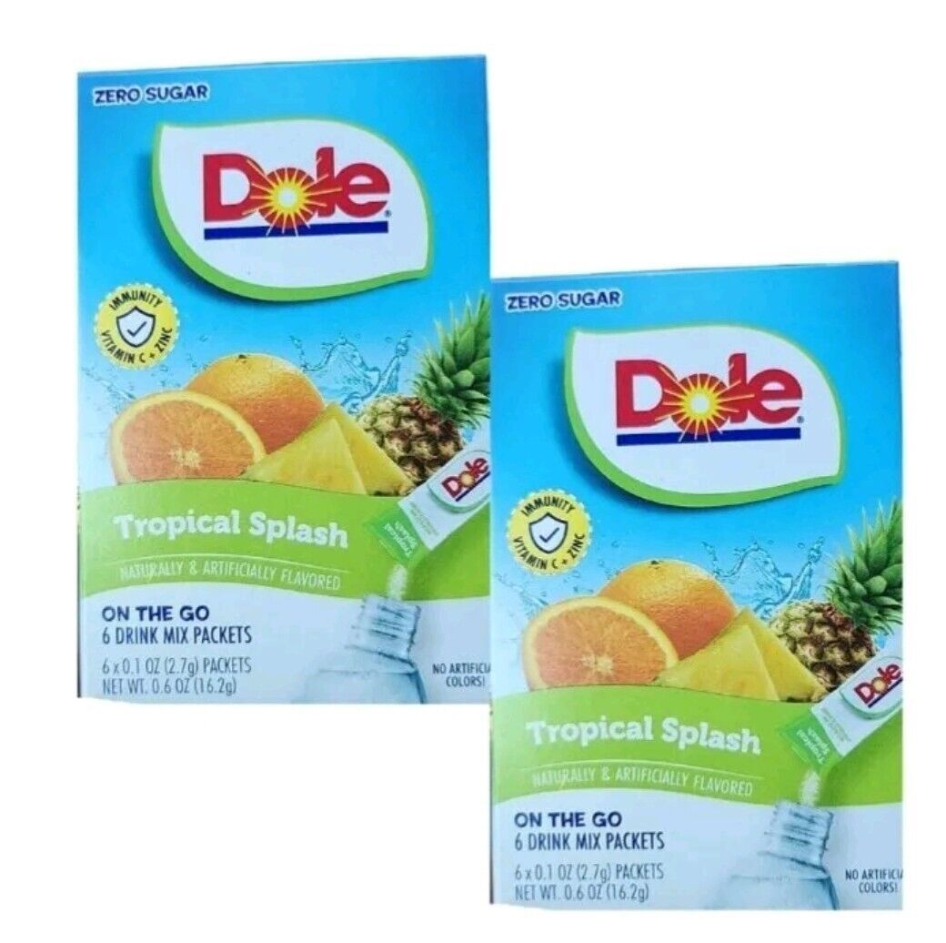 🔥6x Dole Tropical Splash Flavor Drink Mix 36 Packets Total Zero Sugar 🔥 ...