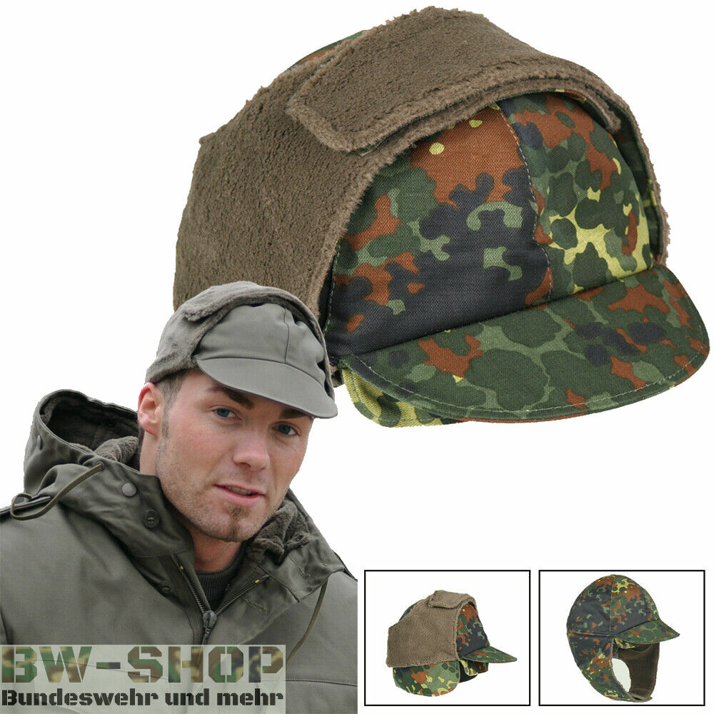 ORIGINAL BUNDESWEHR WINTERMÜTZE BW MÜTZE WINTER FLECKTARN & OLIV ...