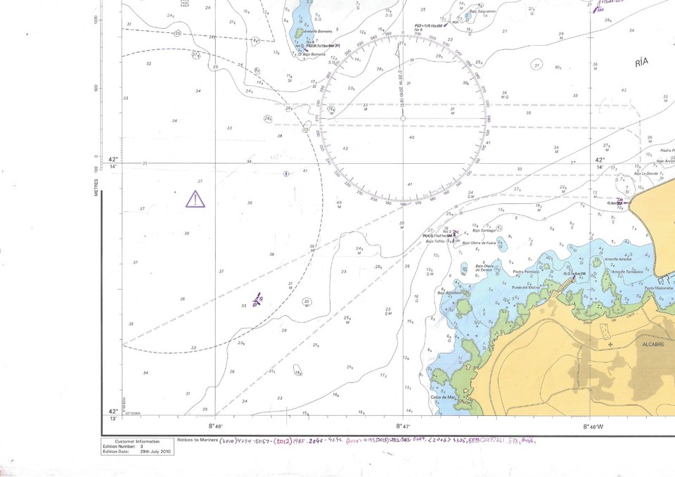 1731 Spain West Coast Vigo Chart Map Maritime Nautical Marine Paper ...