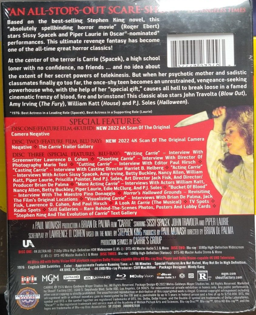 Carrie (4K UHD Blu-ray, 1976) for sale online | eBay