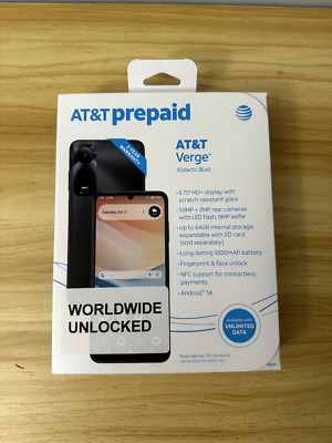 AT&T SL219A 64GB 4GB RAM ATT Verge Prepaid Smartphone - Galactic Blue ...