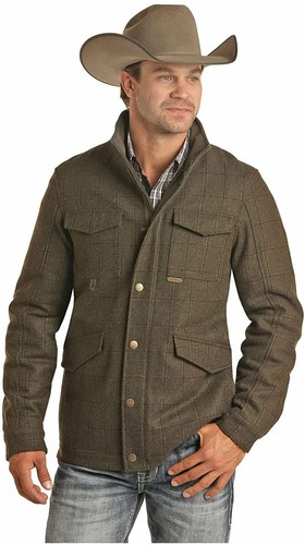 Powder River Outfitters Olive Plaid Wool Coat | eBay