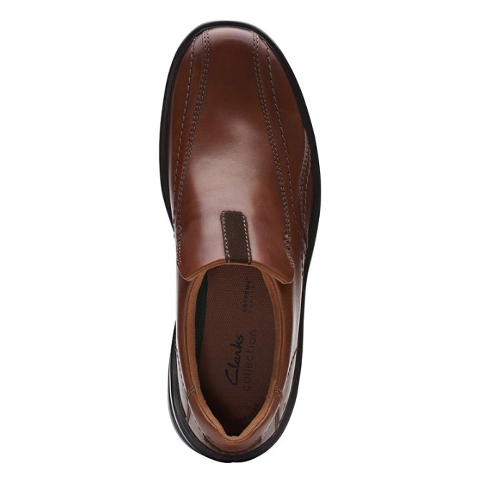 Men's Clarks, Gessler Step Slip-On 26171776 Dark Tan Fabric Leather ...