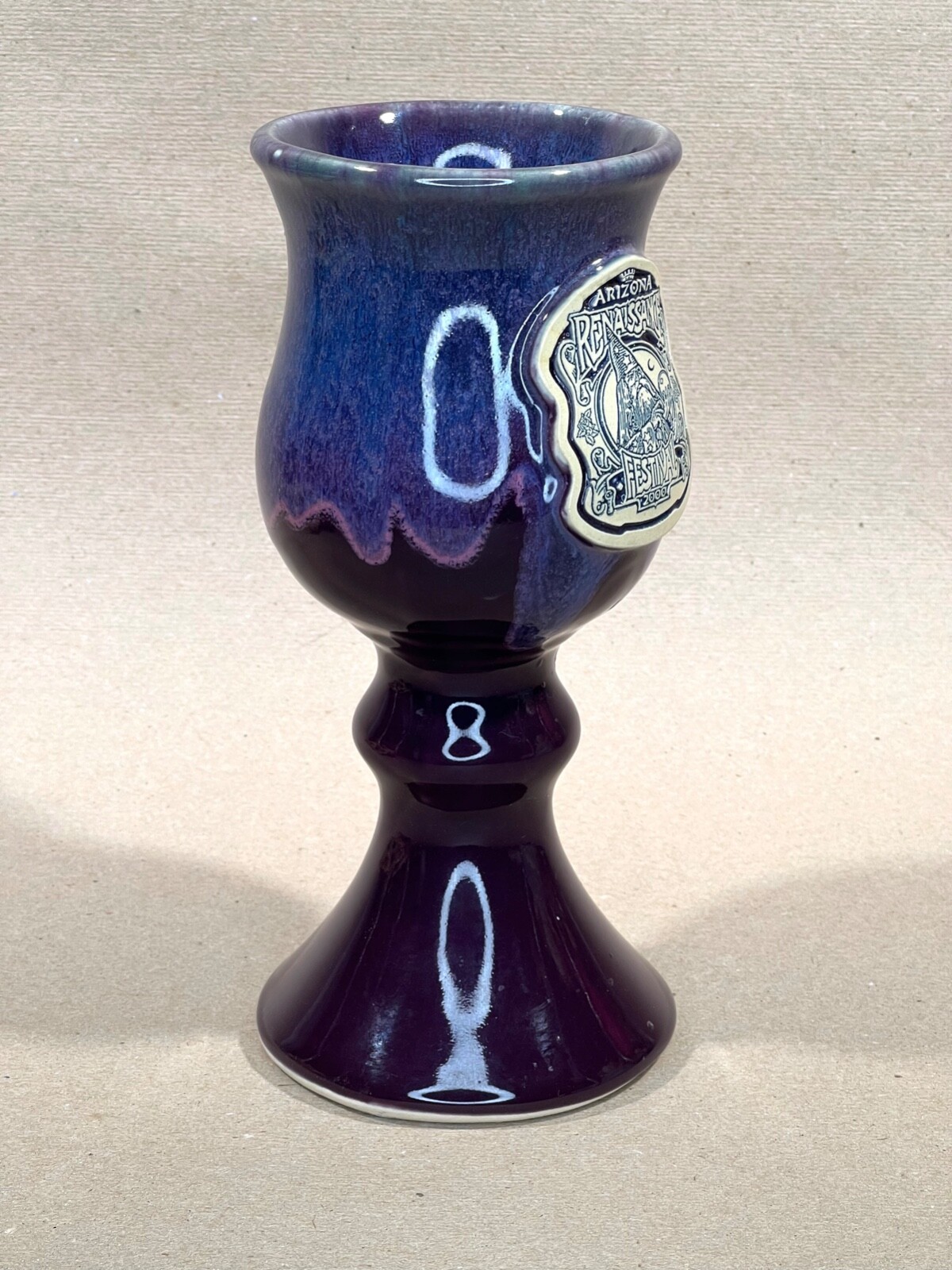 2000 Arizona Renaissance Festival Clay Pottery Ceramic Goblet with ...