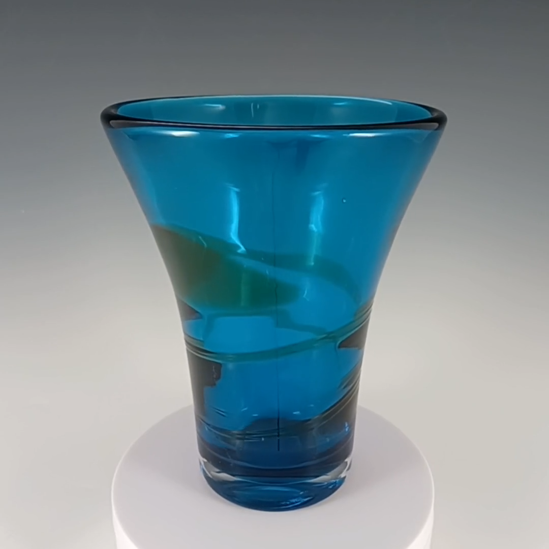 Whitefriars #9709 Baxter Blue/Green Glass Ribbon Trail Vase | eBay UK