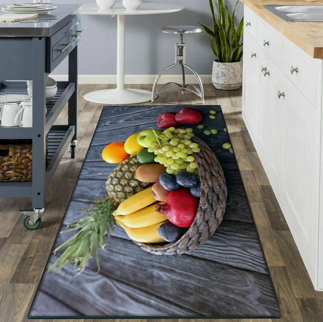 3D Print Fruit Kitchen Mat Washable Rugs Hallway Runner Non Slip Floor ...